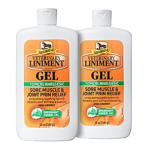 Absorbine Veterinary Liniment Gel, Topical Menthol Analgesic Rub for Sore Muscle, Joint & Arthritis Pain Relief, 12oz Bottle 2-Pack