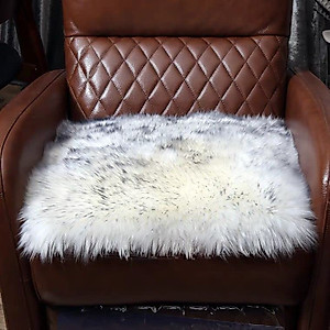 OKAYDA Genuine Australian Sheepskin Chair Cushion Seat Pad Fluffy Chair Cover for Kitchen, Office, Chair (graytips)