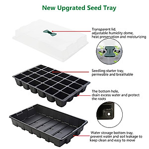 JIAQUAN 5-Pack 120 Cells Seed Trays Seedling Starter Tray, Humidity Adjustable Plant Starter Kit with Dome and Base Greenhouse Grow Trays Mini Propagator for Seeds Growing Starting