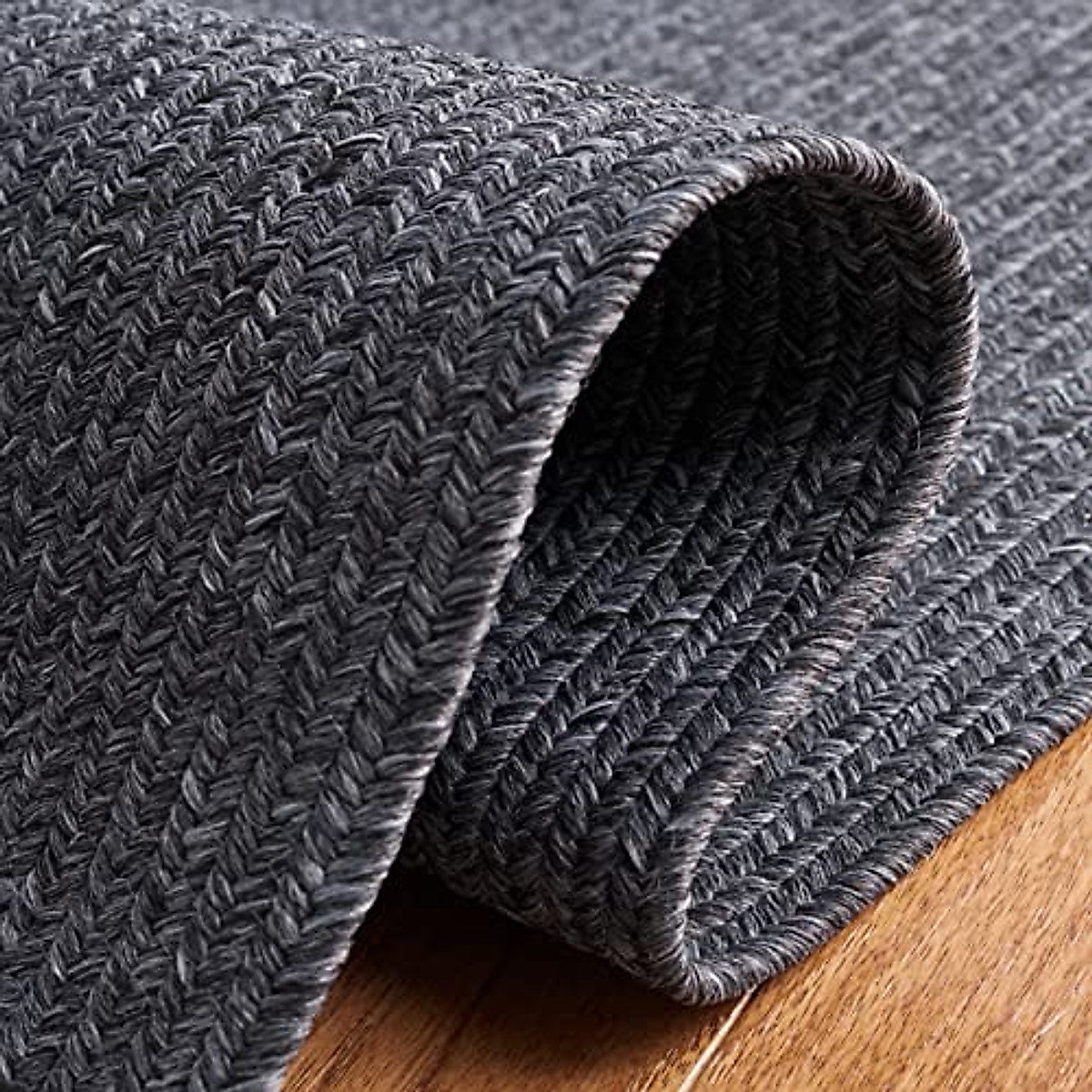 SAFAVIEH Braided Collection Area Rug - 9' x 12', Black, Handmade Farmhouse, Ideal for High Traffic Areas in Living Room, Bedroom (BRA201Z)