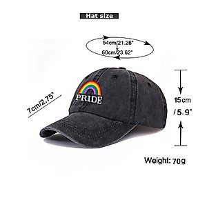 LGBT Embroidered Baseball Hat Pride Rainbow Denim Hats Pride Baseball Hats LGBT Embroidery Hat for Men Women Black