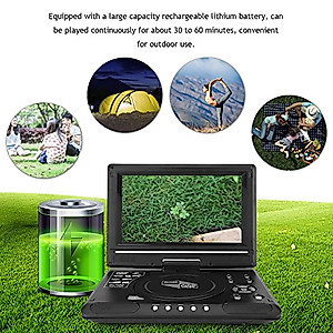 9.8'' Portable DVD Player, HD LCD Swivel Screen DVD Player Mini Game TV Player FM Radio Receiver for Kids Car with AV Input/Output Support SD/USB Compatible with AVI, EVD, DVD, SVCD, VCD, CD etc (US)