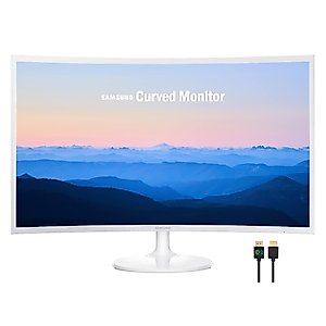 SAMSUNG 27” Curved 1080p Full HD Ultra Slim Computer Monitor, AMD FreeSync, HDMI, VGA, 4ms, VESA Mountable, NLY HDMI Cable, White
