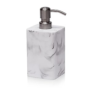 Suanti White Marble Style Hand Soap Dispenser, Refillable Liquid Decorative Soap Dispenser for Bathroom Countertop and Kitchen (14.5 Oz)