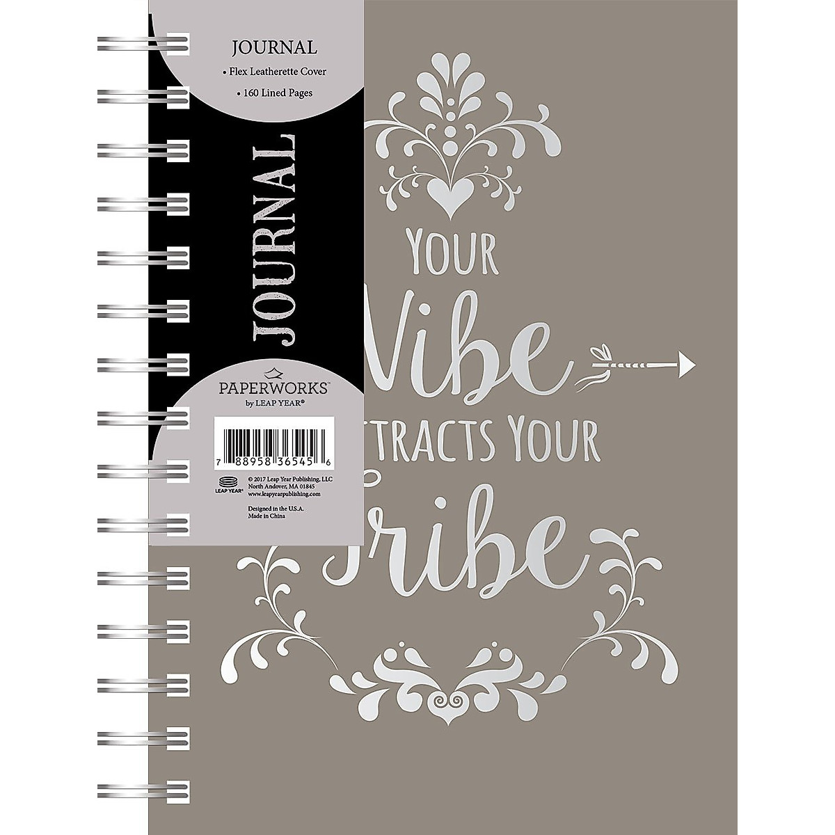 Paperworks Coil Bound Foil Leatherette Journal, 160 Lined Pages, Assorted Designs, Design May Vary (36545N)