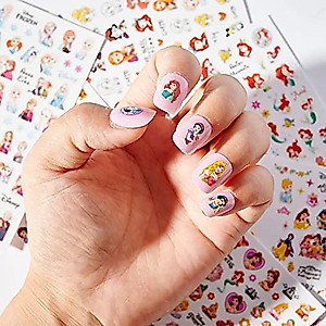 6 Sheets Kawaii Nail Art Stickers 3D Anime Design Nail Charms Cute Cartoon Nail Stickers Self-Adhesive Acrylic Nail Art Supplies Mermaid Nail Decals for Women Girls Kawaii Nails Art Decorations