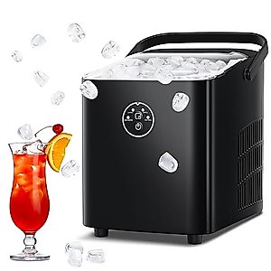 Ice Makers Countertop,Ice Maker Machine 9 Mins 8 Bullet Ice,26.5lbs/24Hrs,Portable Ice Maker Machine with Self-Cleaning,Ice Scoop&Basket,for Home/Kitchen/Office/Party/RV