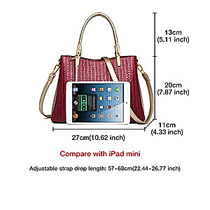 Womens Leather Handbag Purse Top Handle Crossbody Shoulder Bag Ladies Cowhide Mini Tote Bags, Red