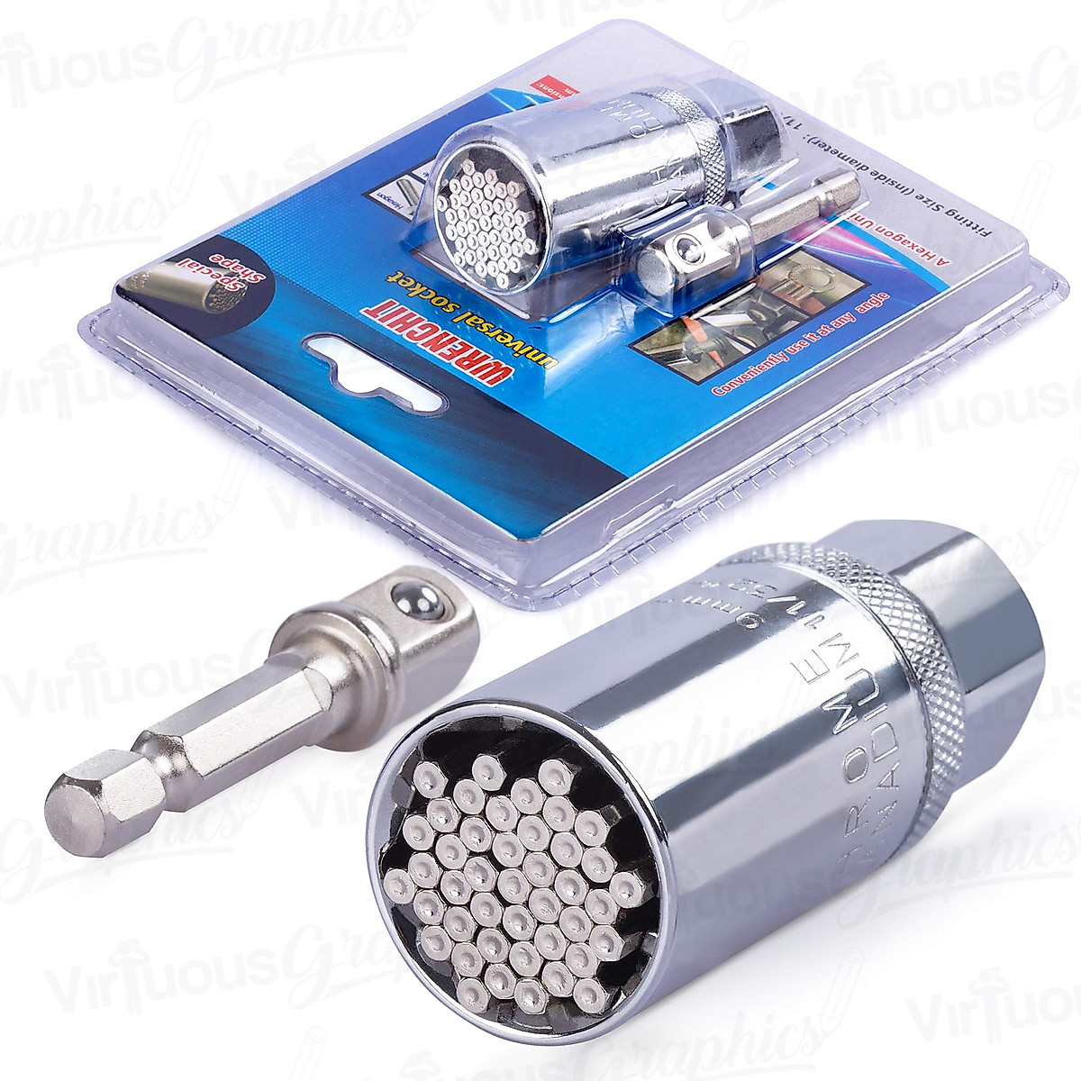 Universal Socket Tool Redesigned with Stronger Hexagon Pins By Wrenchit: Endeavor Tool That Instantly Adjusts To All Shapes And Sizes Of Bolts, Screws, Hooks And Nuts, Great for Gifts! (9-21mm)