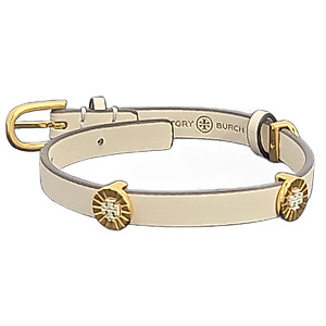 Tory Burch 143363 Britten New Ivory White/Rolled Brass Enamel Single Wrap Women's Bracelet