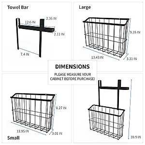 VZINO Over The Cabinet Door Organizer, 2 Packs Cutting Board Organizer with Towel Bar/Paper Holder for Kitchen Storage, Black