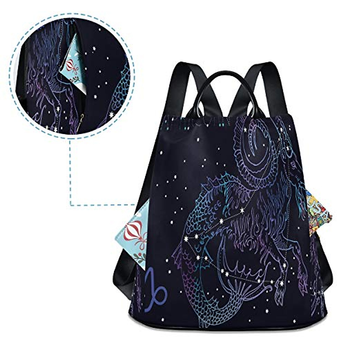 ALAZA Capricorn Zodiac Sign and Constellation Backpack Purse with Adjustable Straps for Woman Ladies