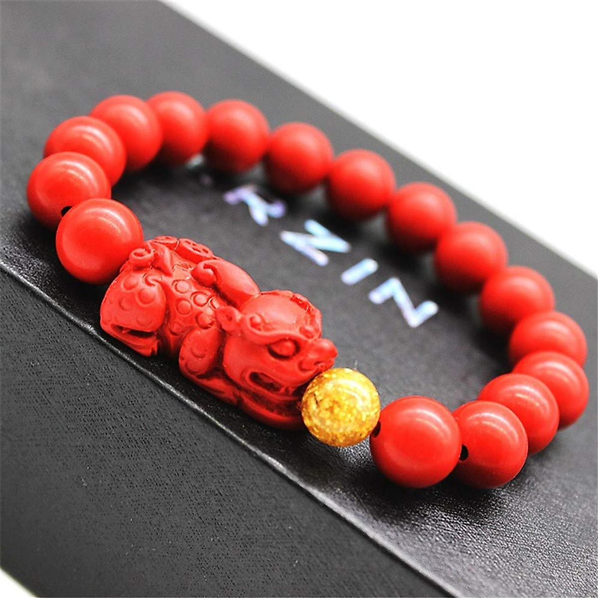 Feng Shui Amulet Bracelet Prosperity Red Bead Bracelet with Charm Red Pi Xiu/Pi Yao Attract Lucky Wealthy Bangle for Women/Men(12mm&1 Pixiu)
