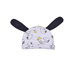 Peanuts Worldwide, LLC Snoopy Boys’ Coverall Footed Romper and Hat Set for Newborn – Grey