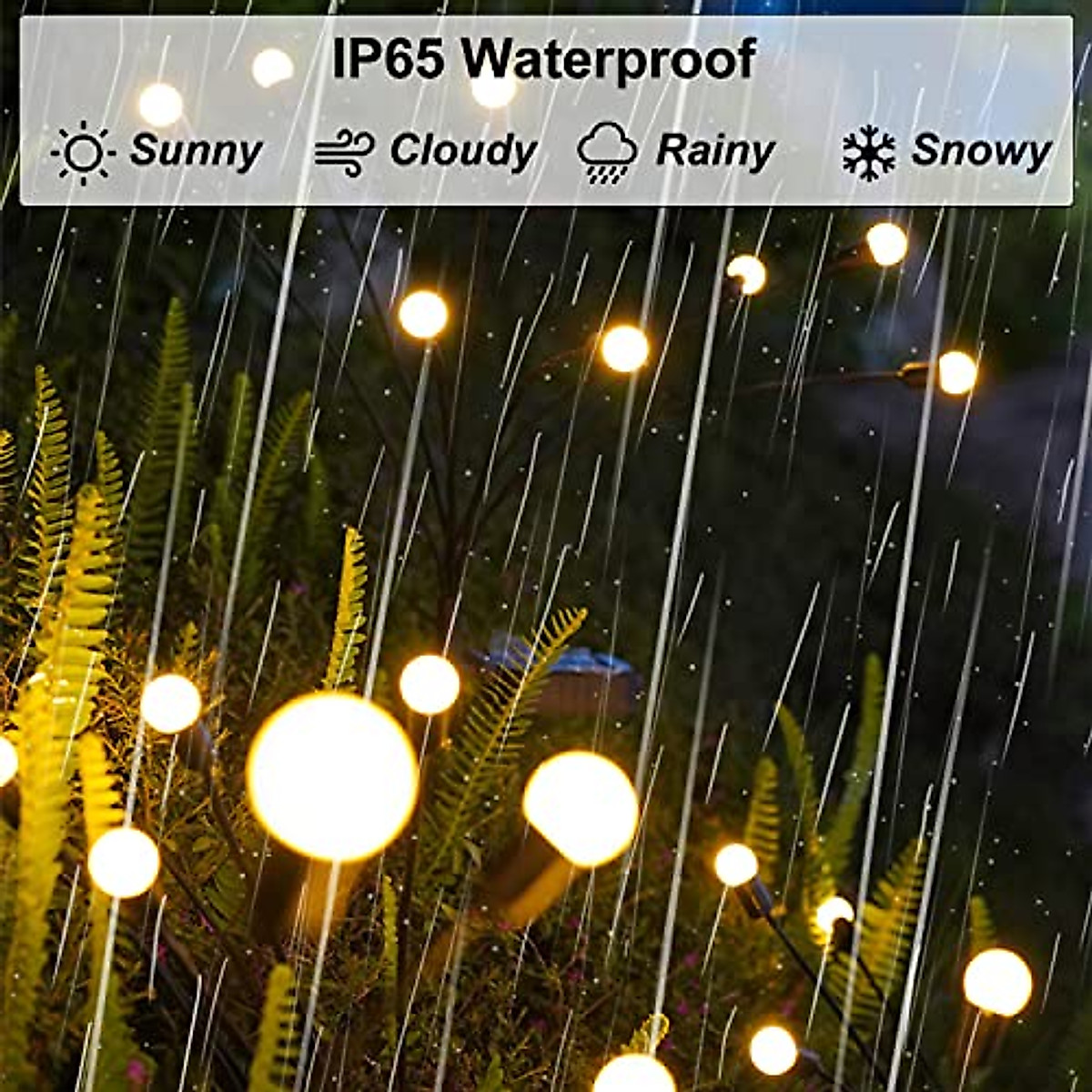 2 Pack Solar Garden Lights, Solar Powered Firefly Lights Outdoor Waterproof, Solar Starburst Swaying Lights When Wind Blows, Solar Outdoor Decor Light for Landscape, Pathway, Yard, Patio(Warm White)