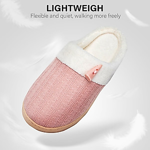 NineCiFun Women's Slippers Scuff Comfy Lightweight House Shoes Slip on Memory Foam Bedroom Slippers Indoor Outdoor Home Shoes with Soft Terry Lining（Pink，7-8）