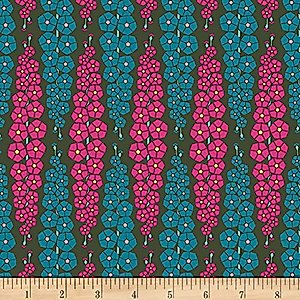 Art Gallery Fabrics Art Gallery Loved to Pieces Gladiolumns Pinkbluem Fabric, Blue