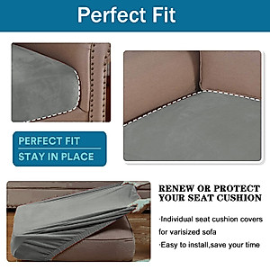 GUYIRT Velvet Couch Cushion Covers Stretch Individual Cushion Covers Non Slip Furniture Protector Washable Sofa Seat Cushion Covers Replacement Sofa Slipcover -Blue-4 Seater