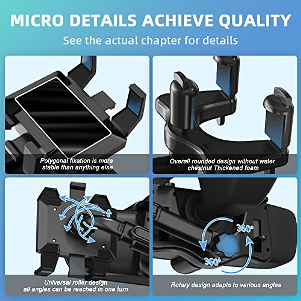 2 Pack Rearview Mirror Phone Holder for Car Multifunctional 360° Rotatable Retractable Car Phone Holder Mount ,Universal Cell Phone Holder Fit All Car and Phone, Charging Cable Included