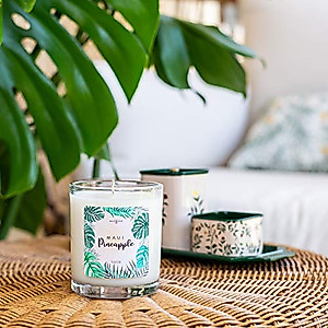 Kate Bissett Baubles Maui Pineapple Scented Premium Candle and Jewelry with Surprise Pendant Inside | 10 oz Large Candle | Made in USA | Parrafin Free