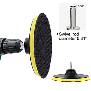 6 Inch(150mm) Hook and Loop Buffing Pad for Sanding Discs, Rotary Backing Pad with M14 Drill Attachment Adapter and Soft Foam Layer