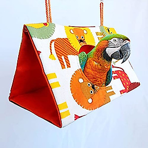 Warm Parrot Bird Nest Hut Hammock Tent Parakeet Cage Bird Nest Snuggle Hut Bird Nest House Hanging Hammock Velvet Bird Cage Accessories Sleeping Bed for Cockatiels Budgies Lovebird African Grey, 1PCS