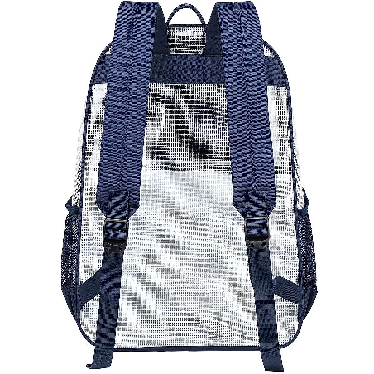 mygreen Heavy Duty Clear Bookbag Durable Plastic Transparent Clear Backpack for School Work Boy Men (Dark Blue, Large)