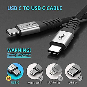 XYYZYZ USB C to USB C Cable 100W [6.6ft 2 Pack] 5A PD QC USBC to USBC Fast Charging Cable Nylon Braided Type C to Type C Cable Compatible with Galaxy S22 MacBook Pro, iPad Pro, iPad Air-Black