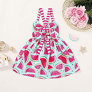 YOUNGER TREE Toddler Baby Girl Summer Clothes Sleeveless Watermelon Print Dress Backless Strap Skirt Outfit (Watermelon, 6-12 M)