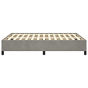 vidaXL Bed Frame Home Indoor Bed Accessory Bedroom Upholstered Wooden Double Bed Base Frame Furniture Light Gray 53.9"x74.8" Full Velvet