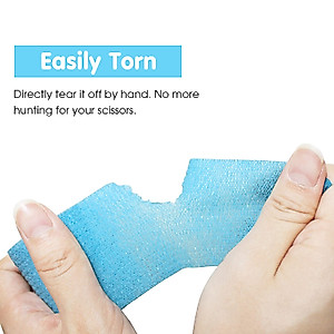 COMOmed Self Adherent Cohesive Bandage Latex 4"x5 Yards First Aid Bandages Stretch Sport Wrap Athletic Tape for Wrist Ankle Sprain and Swelling,Light Blue(12 rolls
