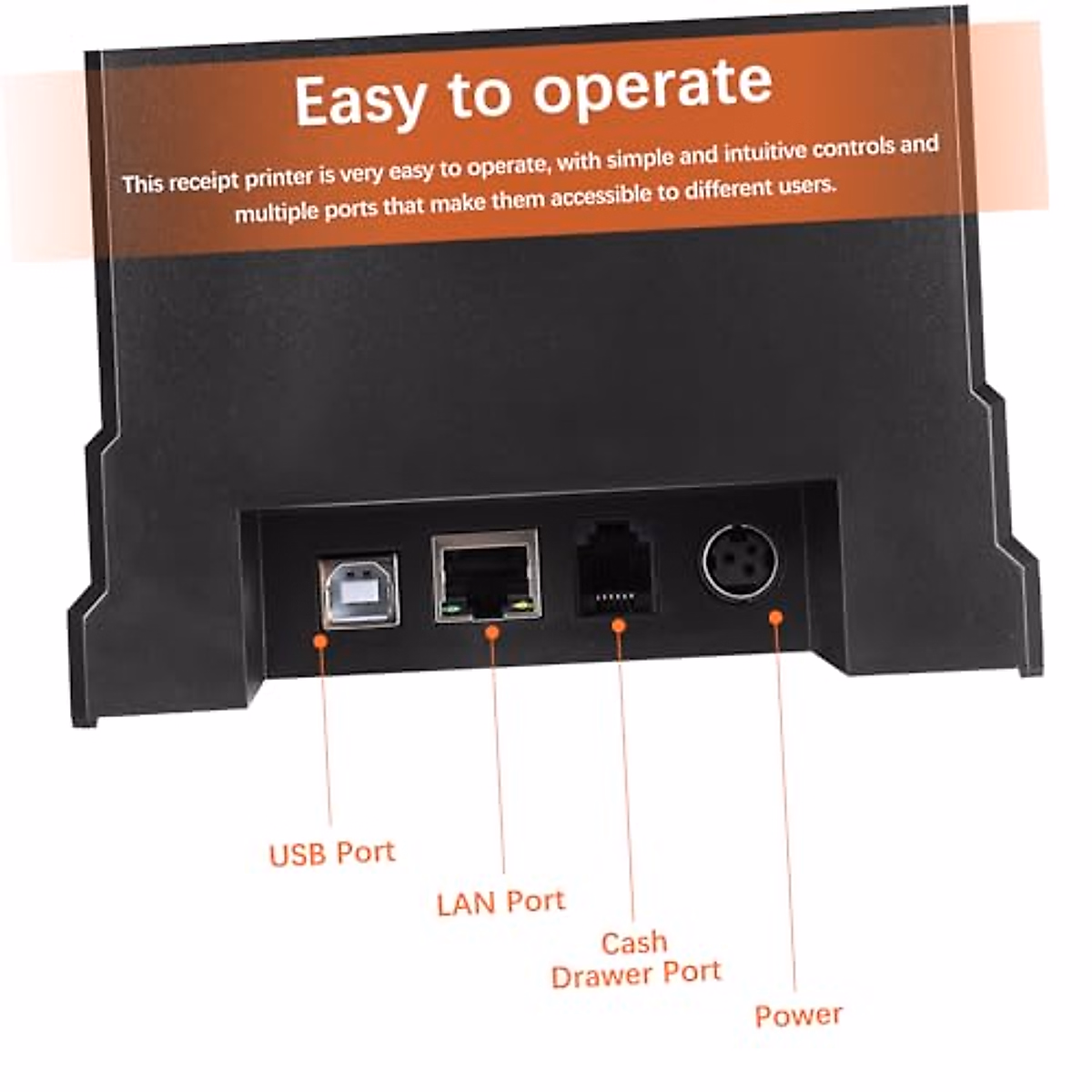 Gatuida Black Receipt Printer Abs Printer Thermal Printer Thermal Paper Printer