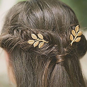 Olbye Leaf Hair Clip Dainty Gold Metal Barrette Hair Pin Bridal Hair Accessories Hair Holder for Women 2 Pcs