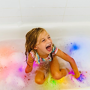 Glo Pals New Party Pal Water-Activated Bath Toy with 6 Reusable Light-Up Cubes for Sensory Play