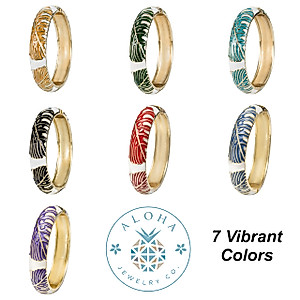 Aloha Jewelry Company Hawaiian Monstera Luau Leaves Hinged Clasp Fashion Enamel Bangle Bracelet (Teal)