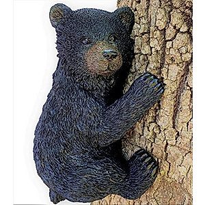 Black Bear on a Tree - Garden Decor/Yard Decorative Sculpture/Baby Bear Cub Tree Hugger Statue