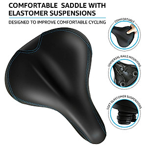 AIKATE Bike Seat, Most Comfortable Bike Saddle, Universal Replacement Bicycle Saddle, Waterproof Bicycle Seat with Extra Padded Memory Foam, Oversizes Bike Seat for Men/Women (Blue)