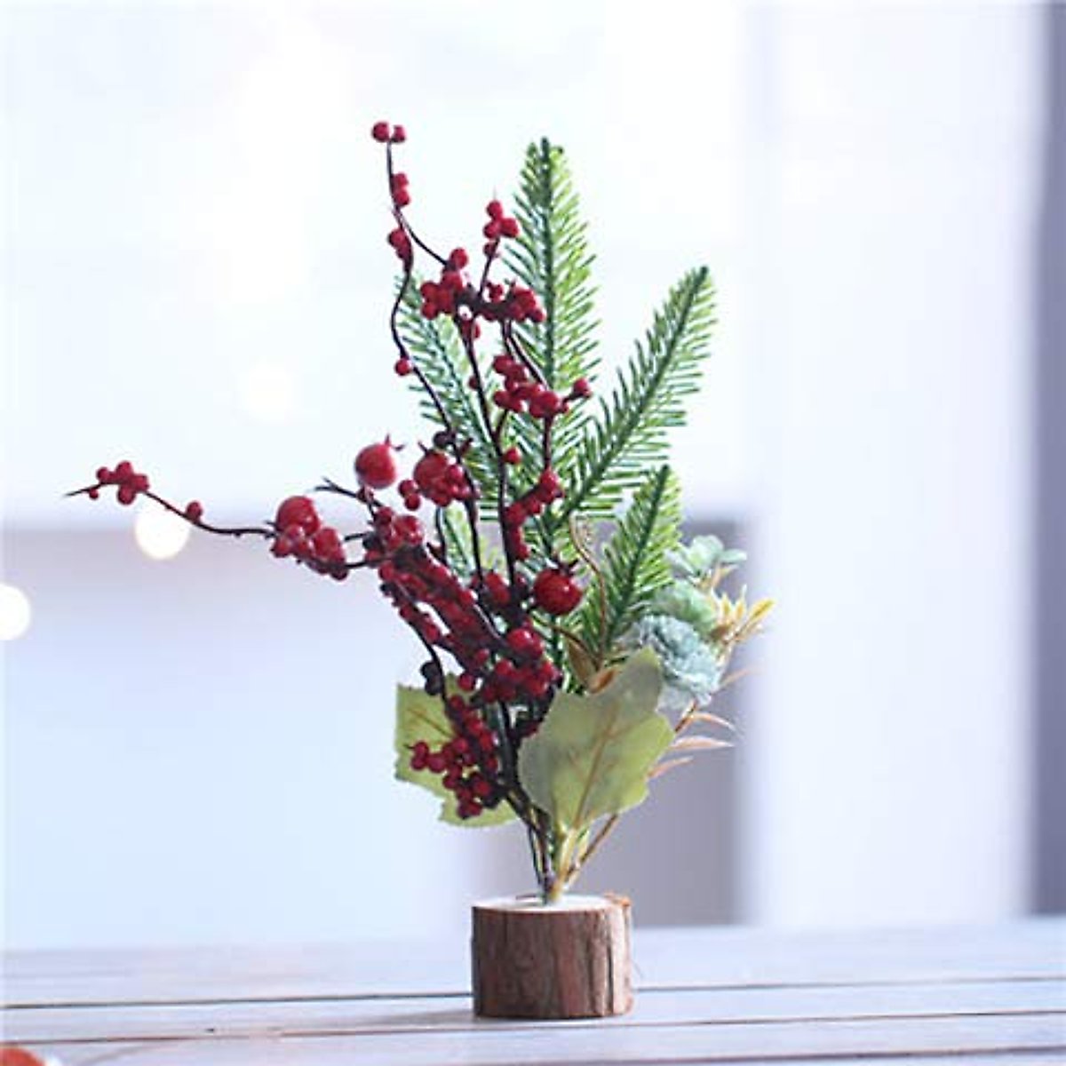 KOATY 圣诞家居装饰仿真圣诞树桌面 迷你简约仿真花摆件拍照道具 Pomegranate Version