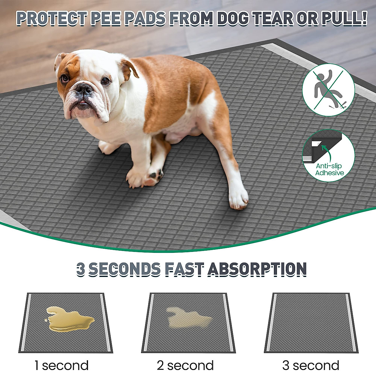 Boscute Charcoal Super Absorbency Puppy Pads, Activated Carbon Odor-Control XL 28"x34" Leak-Proof Pet Training Pee Pads, Disposable Potty Pads for Dogs Cats, Rabbits