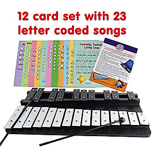 Large Xylophone 25 Notes Chromatic Glockenspiel, Bag, Sheet Music Cards, 45-song Ebook