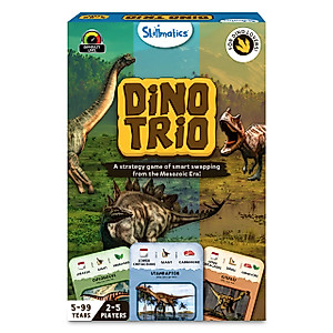 Skillmatics Card Game - Dino Trio, A Smart Swapping Dinosaur Themed Strategy Game for Kids, Teens & Adults