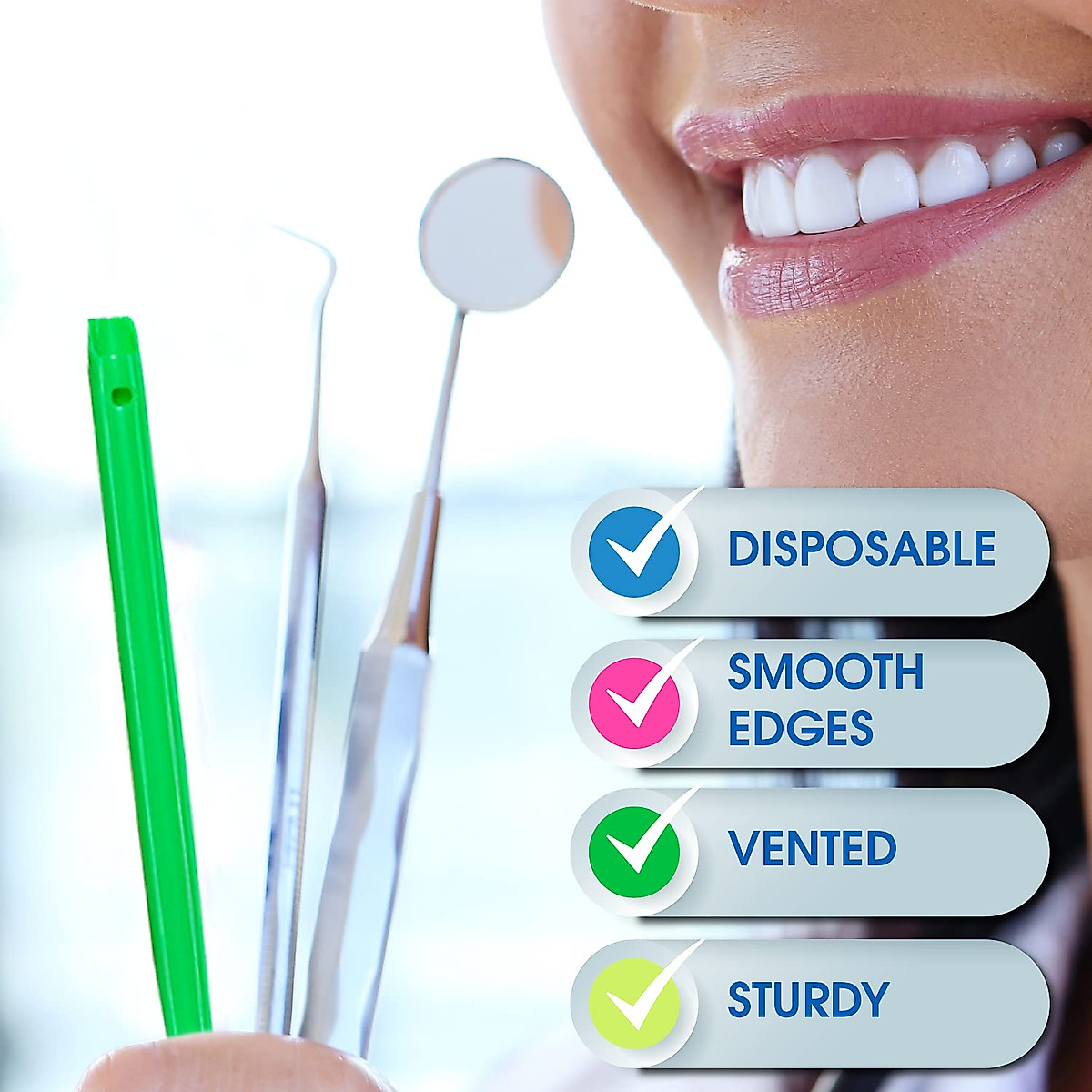 High Volume Evacuator HVE Tips - 100 HVE Suction Tips Dental Disposable - Vented Evacuation Aspirator Tips with Smooth Edges (Rainbow Assorted - 100 Pack) by PlastCare USA