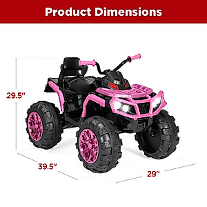Best Choice Products 12V Kids Ride-On Electric ATV, 4-Wheeler Quad Car Toy w/Bluetooth Audio, 3.7mph Max Speed, Treaded Tires, LED Headlights, Radio - Pink