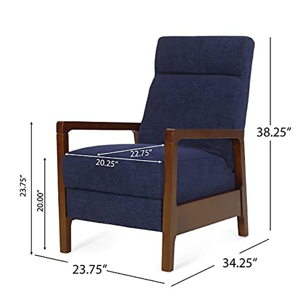 Christopher Knight Home Neihart Recliner, Navy Blue + Brown