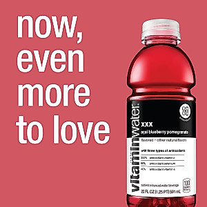 vitaminwater xxx, electrolyte enhanced water w/vitamins, açai-blueberry-pomegranate drinks, 20 fl oz, 12 Pack