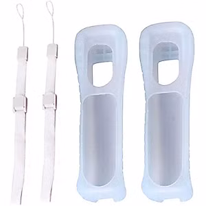 2Set Silicone Rubber Protective Skin Case Cover with Wrist Strap Replacewment for Wii Remote Controller（White）
