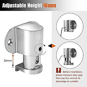 Magnetic Door Stoppers, Door Stopper Magnetic Door Stops Adjustable Invisible Floor Mount Door Stop Stainless Steel Magnetic Door Catch Holder Heavy Duty Metal Doorstop 2 Pack Silver