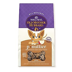 Wellness Old Mother Hubbard Classic P-Nuttier Natural Dog Treats, Crunchy Oven-Baked Biscuits, Ideal for Training, Mini Size, 20 ounce bag