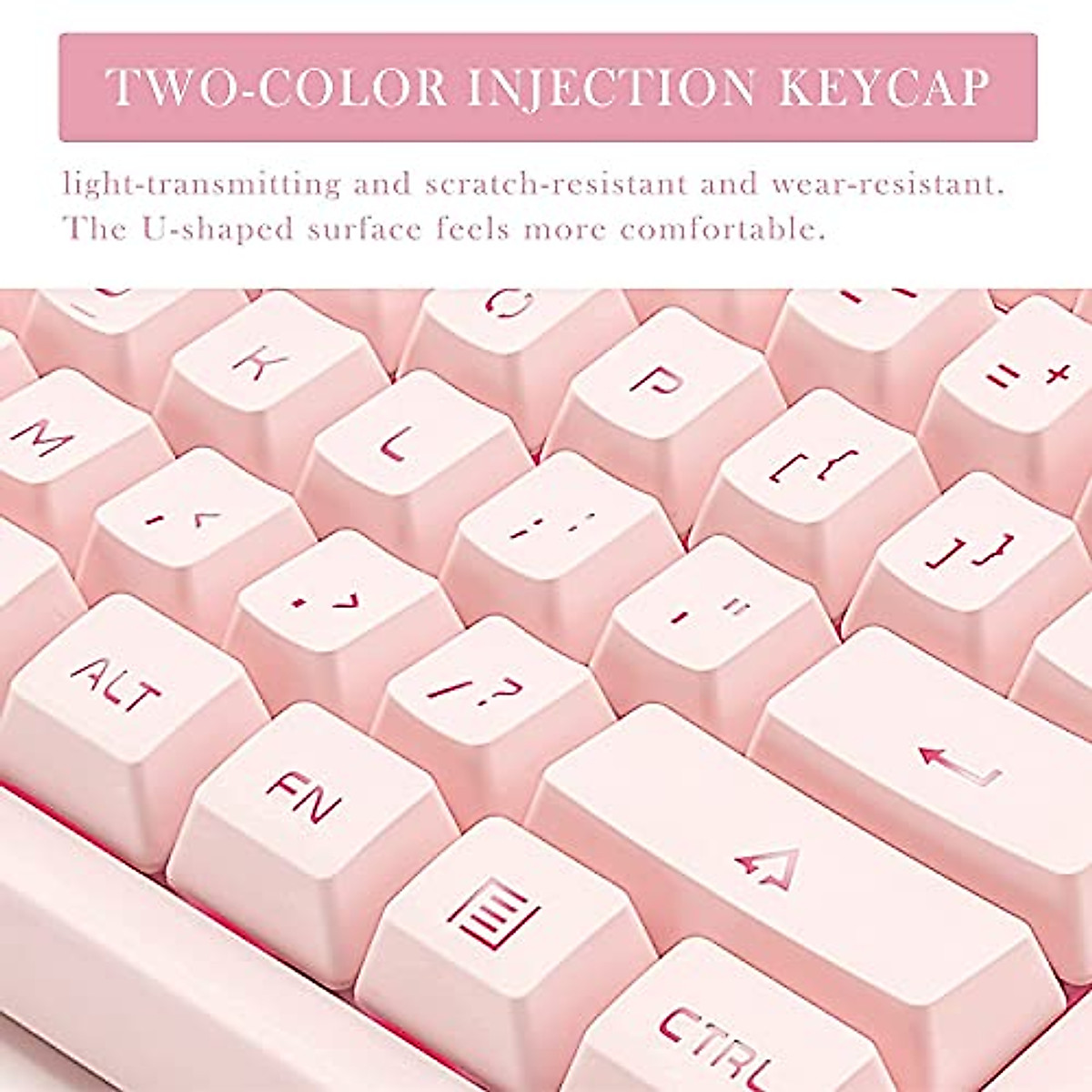 LIOURFE Keyboard with 7 Color LED Backlit, 104 Keys Quiet Wired Computer Keyboard for Office, Mechanical Feeling Gaming Keyboard for Windows Laptop PC Mac (Pink)