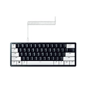 Razer Huntsman Mini 60% Gaming Keyboard + PBT Keycap + Coiled Cable Upgrade Set Bundle: Classic Black/Clicky Optical - Mercury White